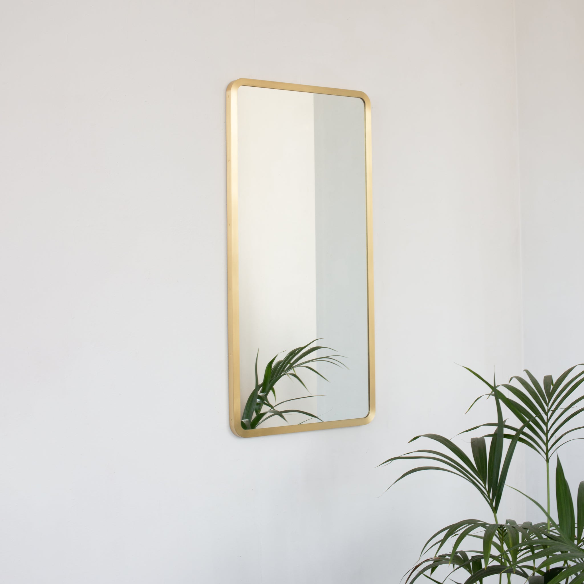 Quadris™ Rectangular Contemporary Mirror with Brass Full Frame – DYOM ...
