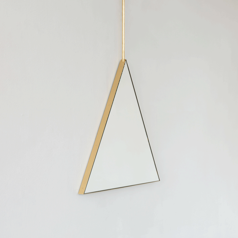 Triangular Ceiling Suspended Reversible Mirror,Brass Frame ...