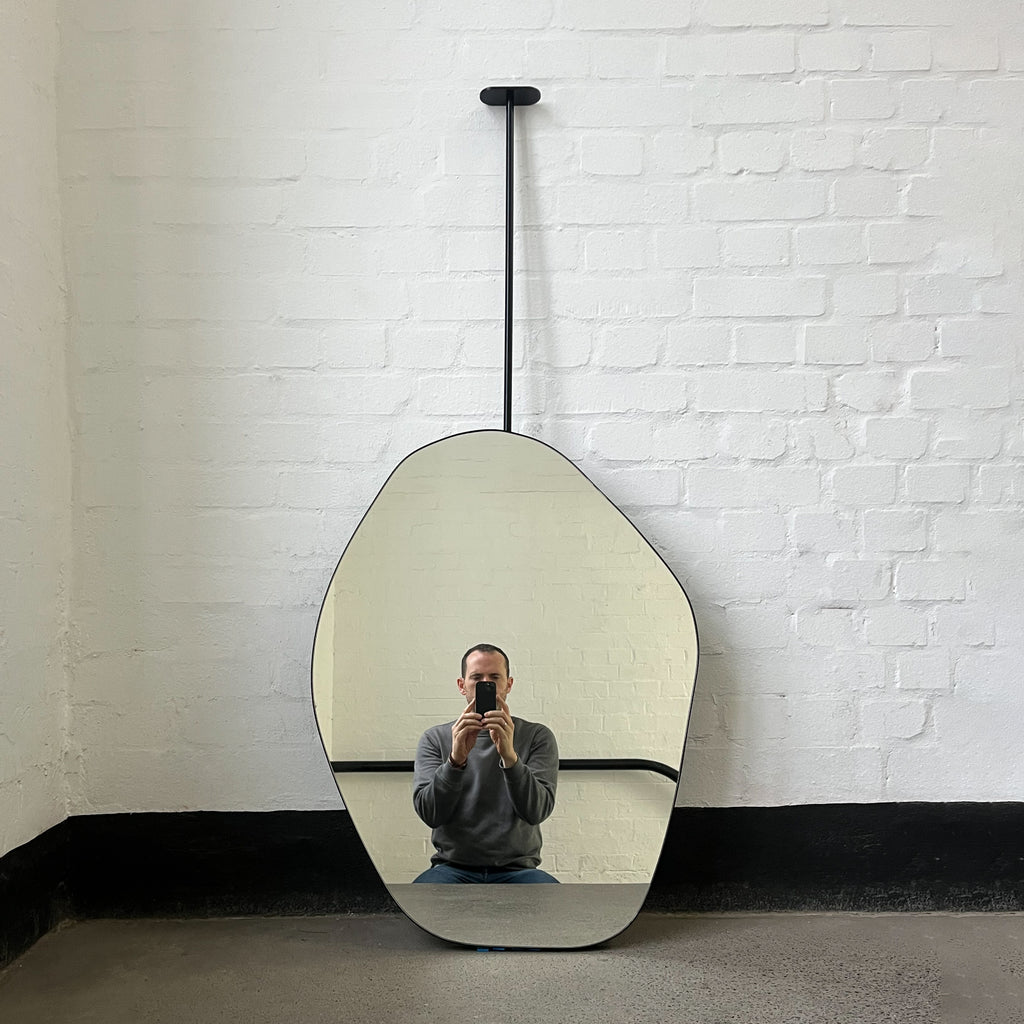 Roca Ceiling Suspended Freeform Mirror with Minimalist Black Frame ...