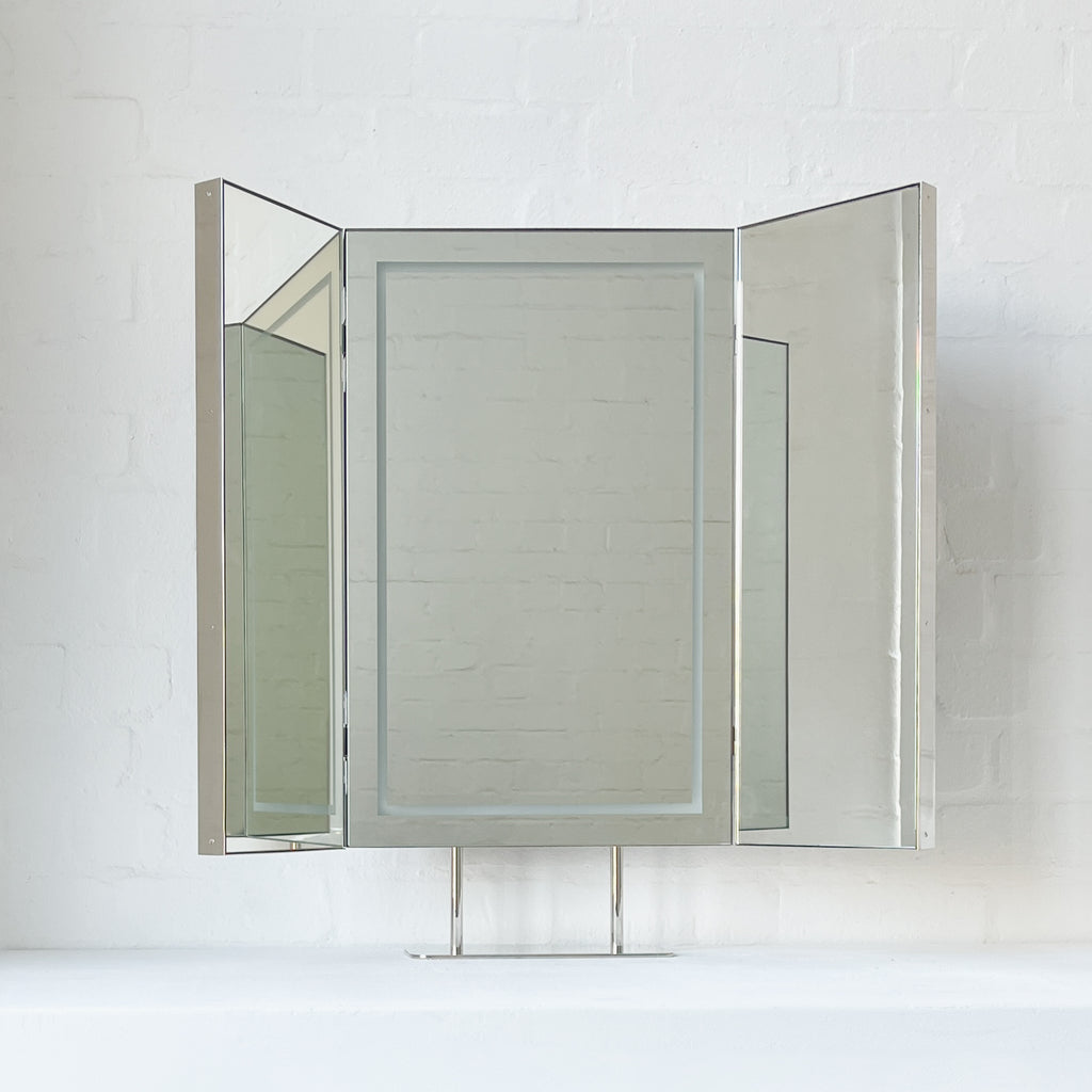 Illuminated Triptych Countertop Mirror with Nickel Plated Frame – DYOM ...