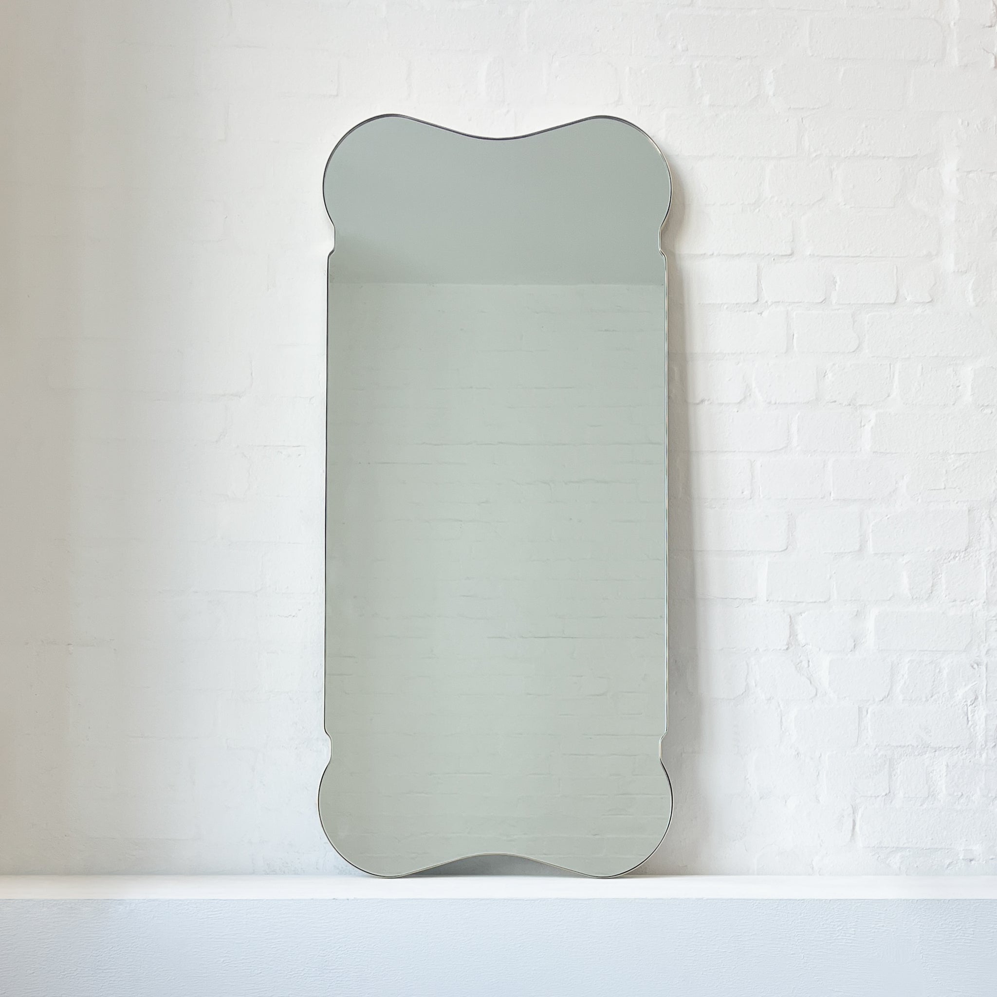 Mid-century Freeform Mirror with Brass Frame Inspired by Gio Ponti ...