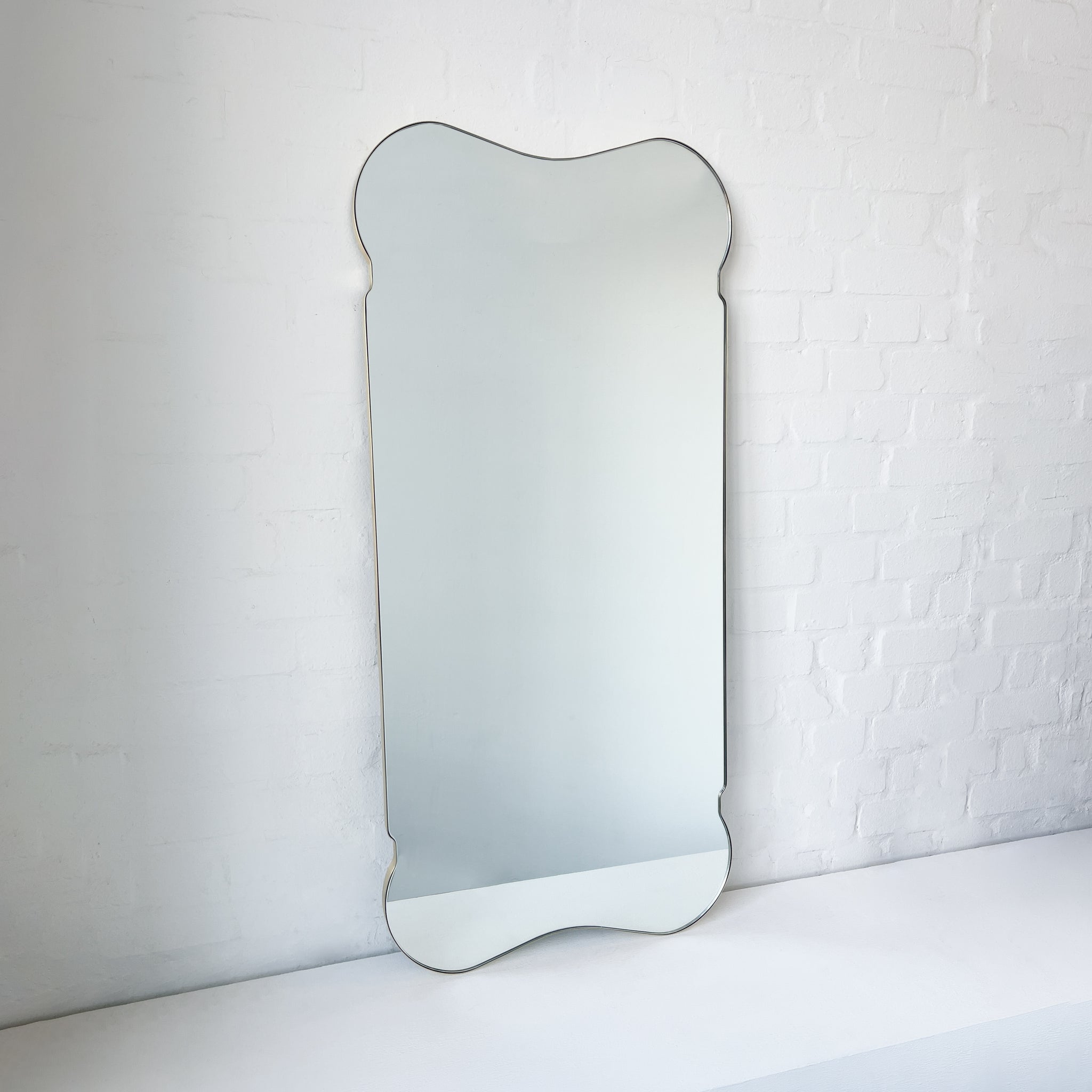 Mid-century Freeform Mirror with Brass Frame Inspired by Gio Ponti ...
