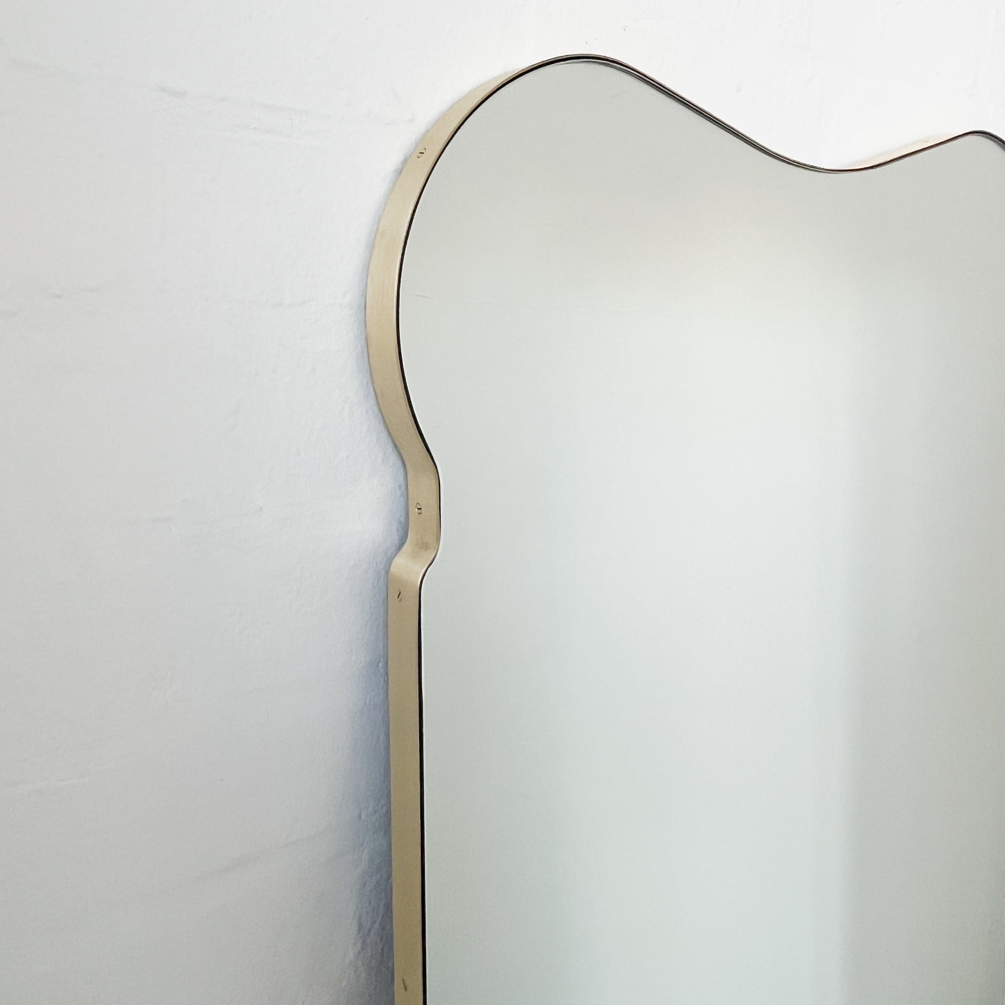 Mid-century Freeform Mirror with Brass Frame Inspired by Gio Ponti ...
