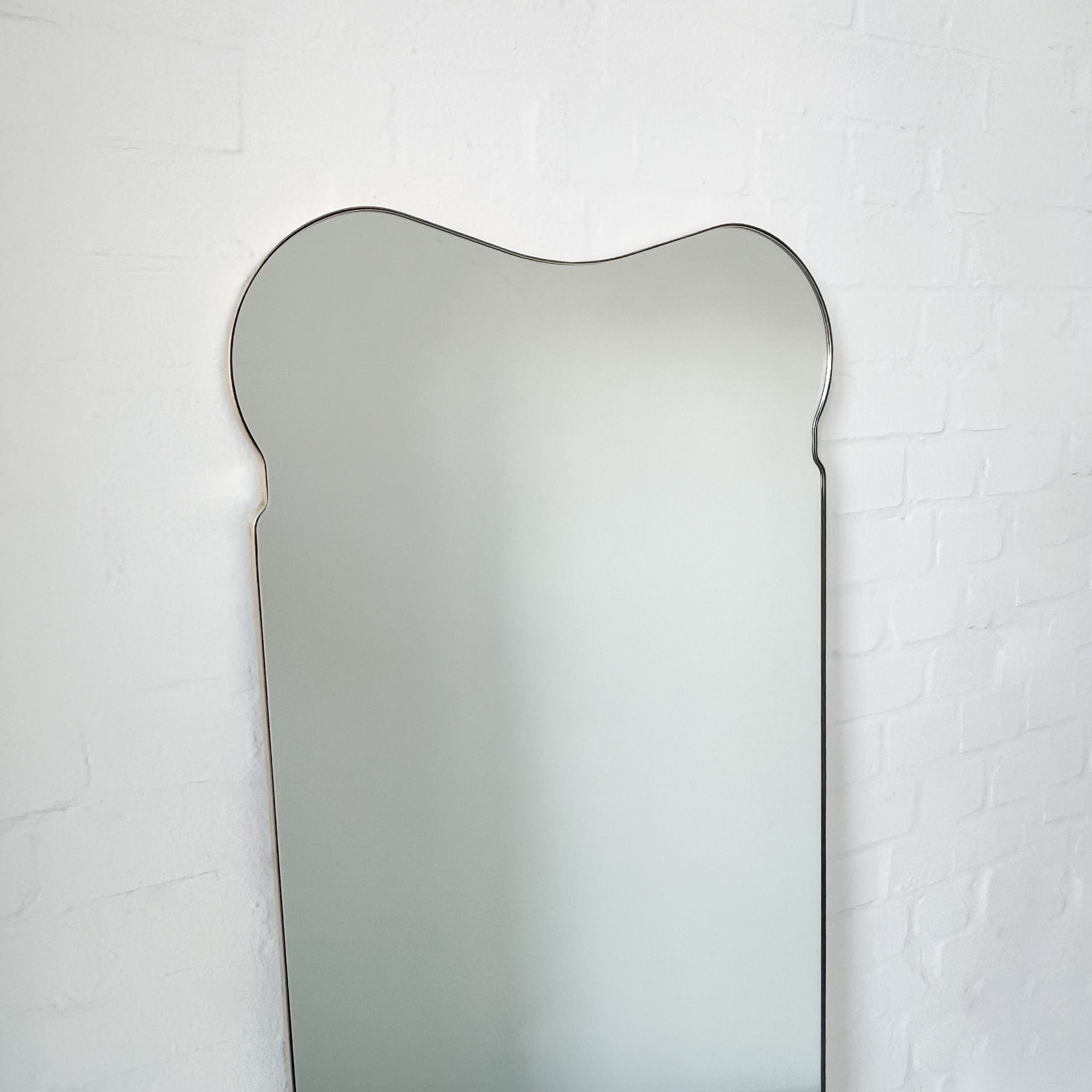 Mid-century Freeform Mirror with Brass Frame Inspired by Gio Ponti ...