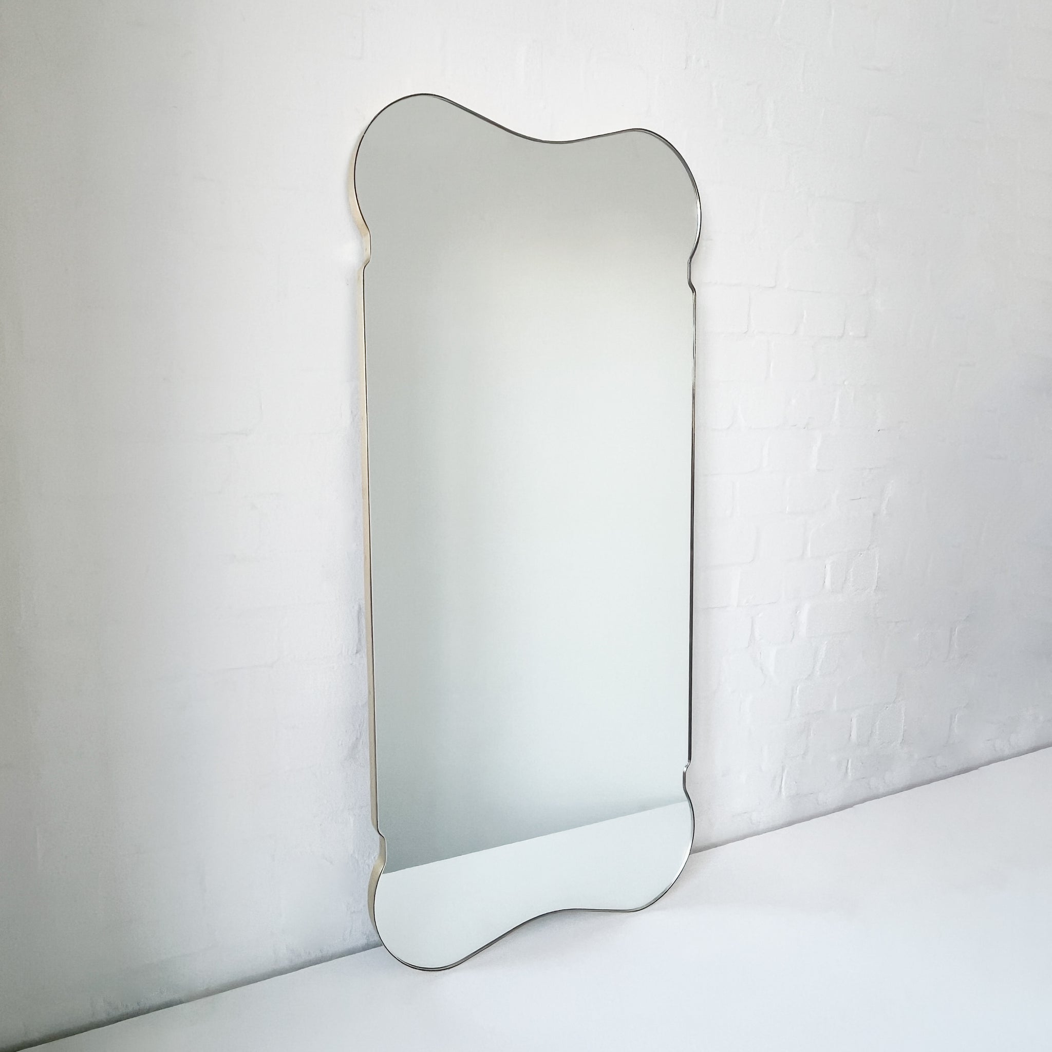 Mid-century Freeform Mirror with Brass Frame Inspired by Gio Ponti ...