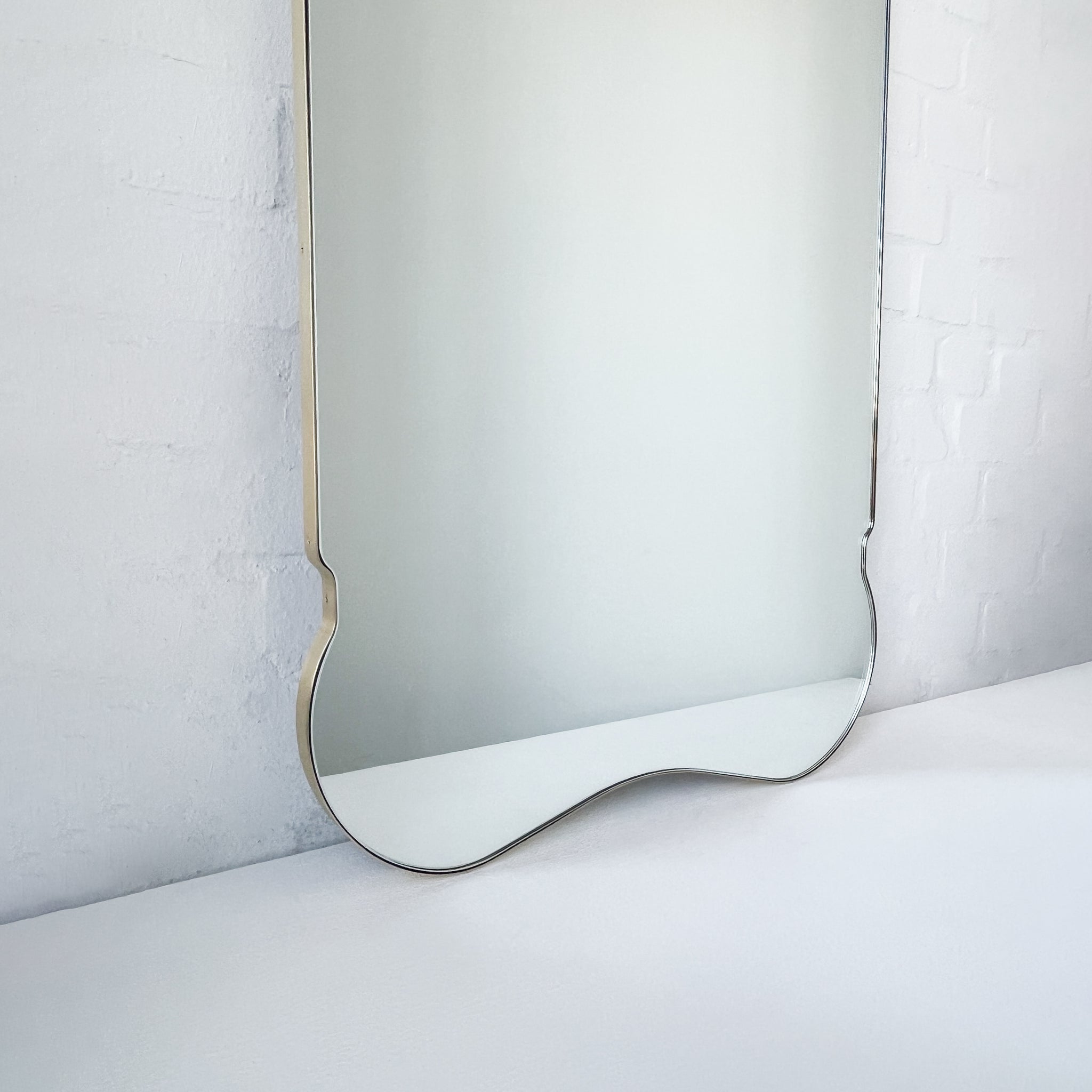 Mid-century Freeform Mirror with Brass Frame Inspired by Gio Ponti ...