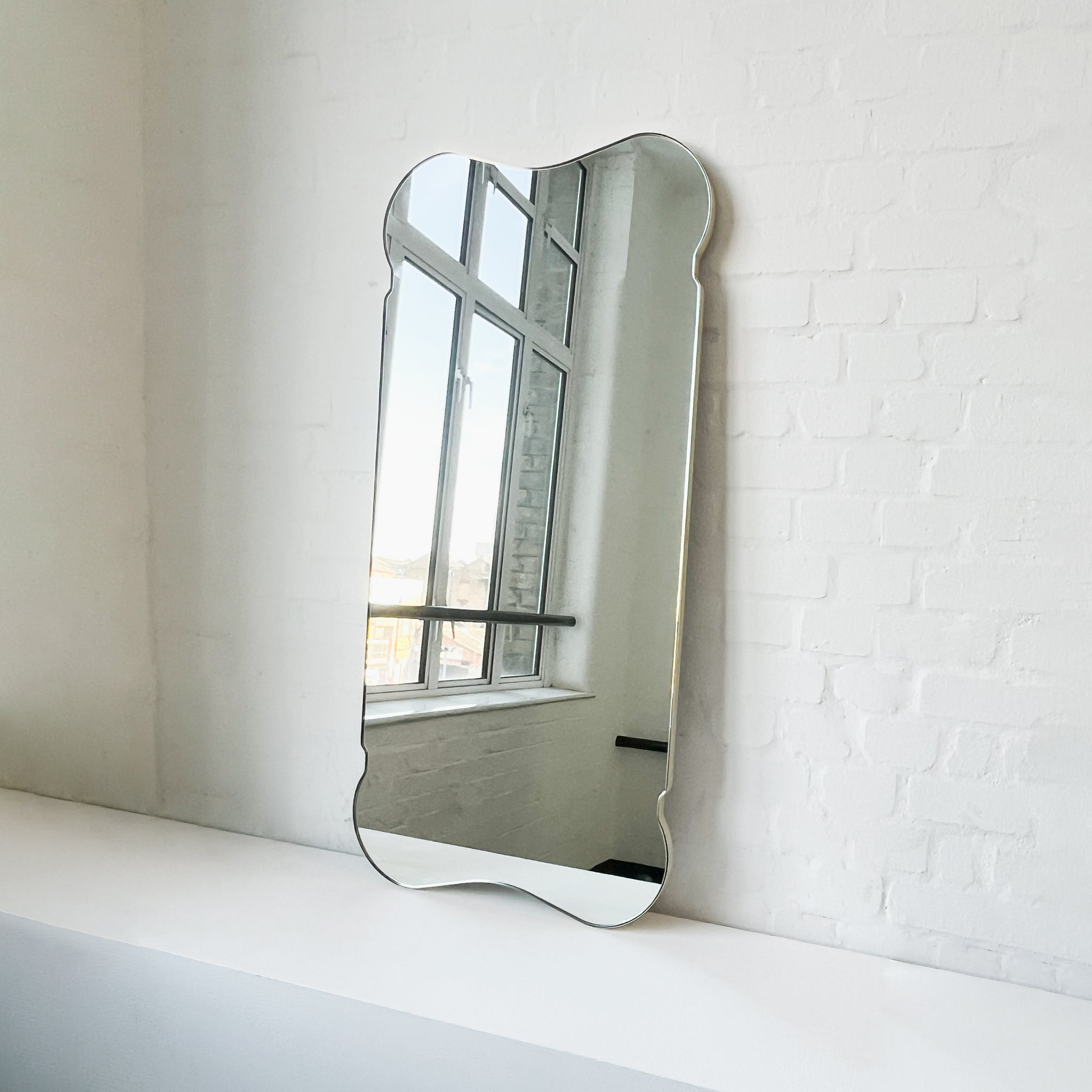 Mid-century Freeform Mirror with Brass Frame Inspired by Gio Ponti ...