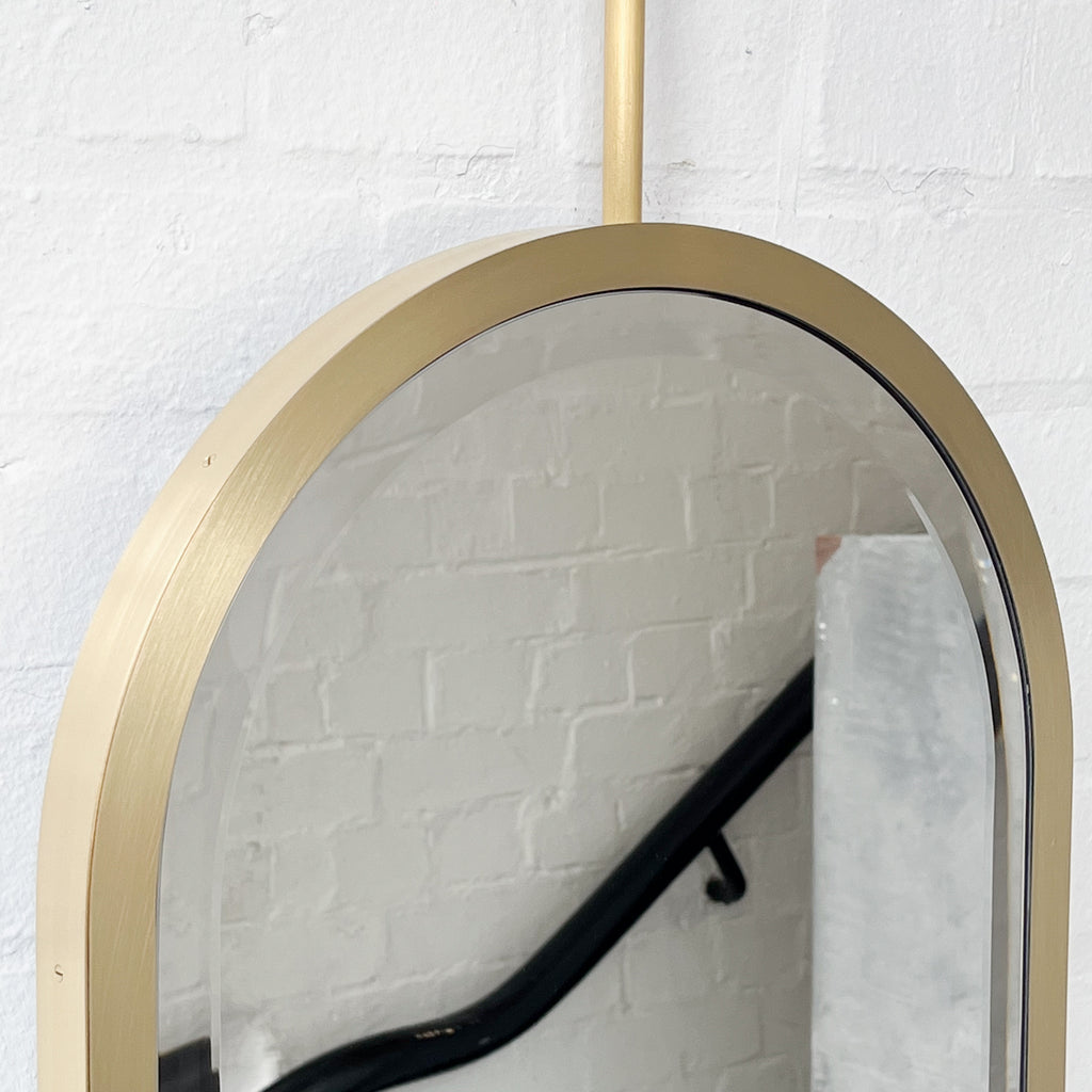 Ceiling Hanging Suspended Pill Shaped Bevelled Mirror with Brass Frame ...