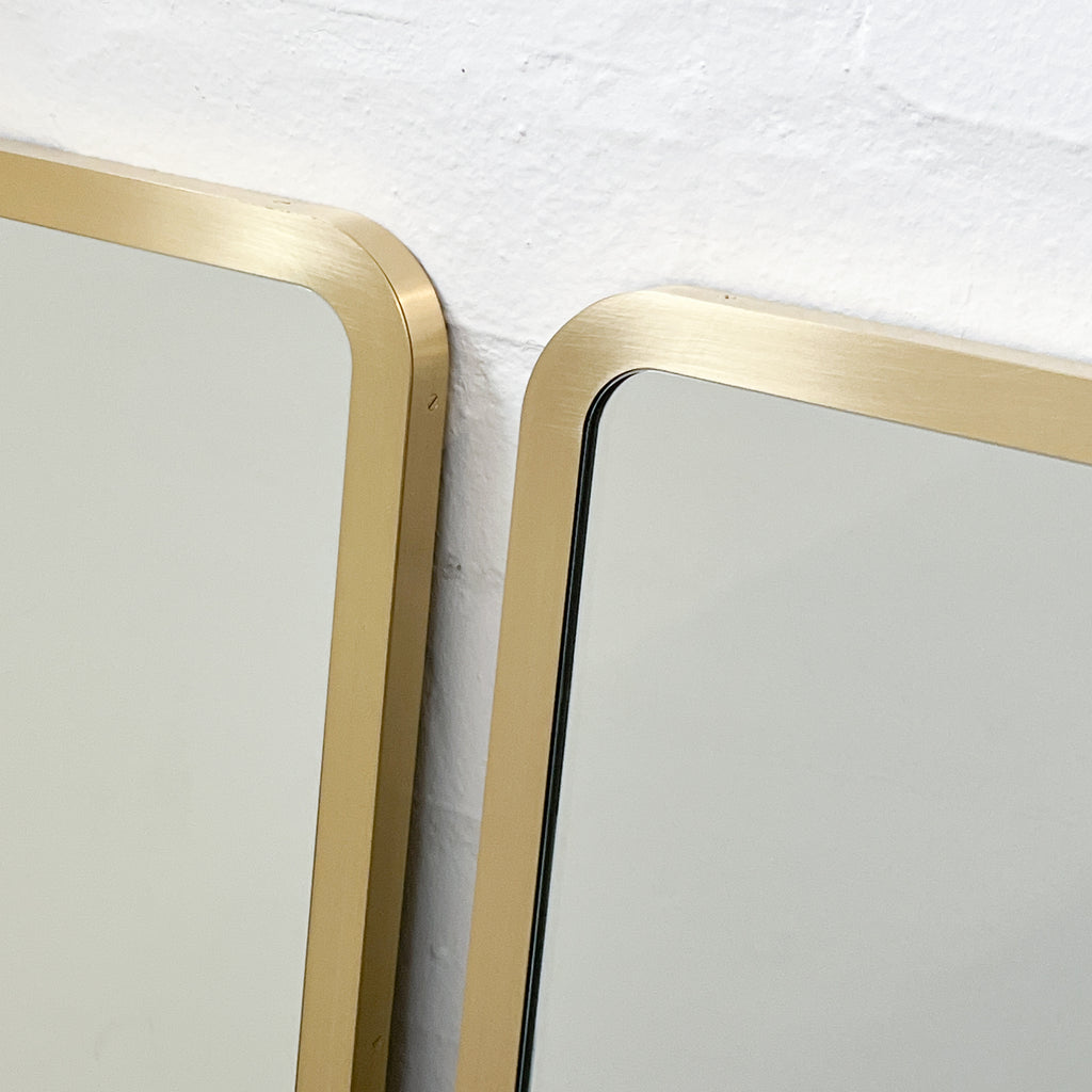 Set of 2 Quadris™ Rectangular Modern Mirrors with Brass Full Frame ...