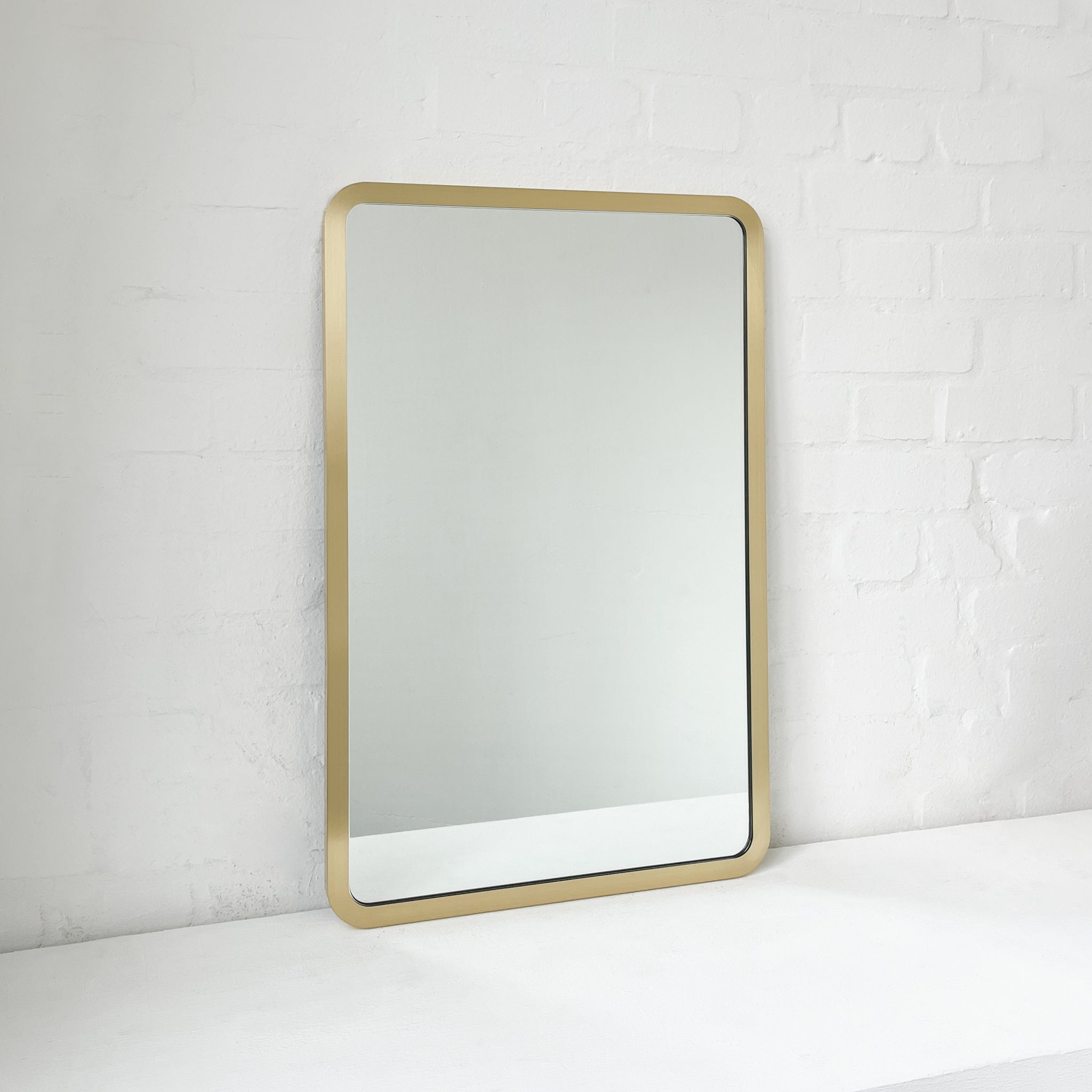 Quadris™ Rectangular Contemporary Mirror with Brass Full Frame – DYOM ...