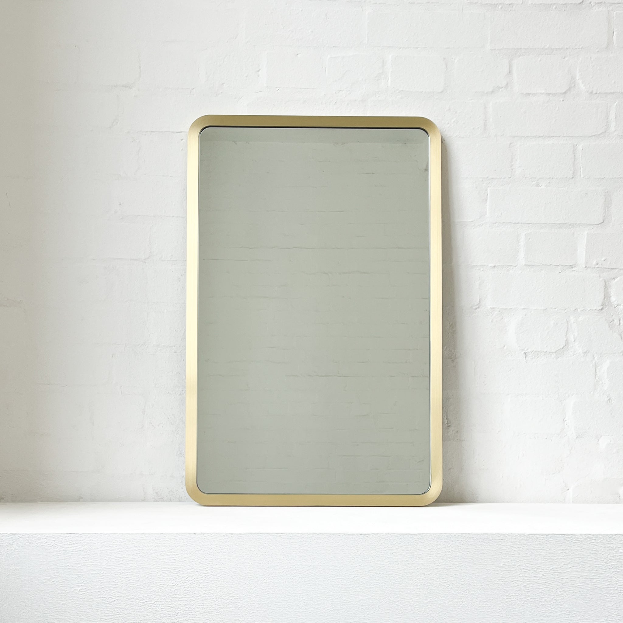 Quadris™ Rectangular Contemporary Mirror with Brass Full Frame – DYOM ...