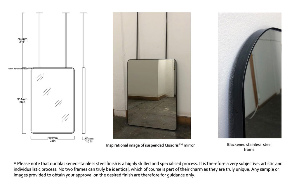 Set of 2 bespoke Suspended Quadris™ Mirrors Standard Blackened Stainle ...