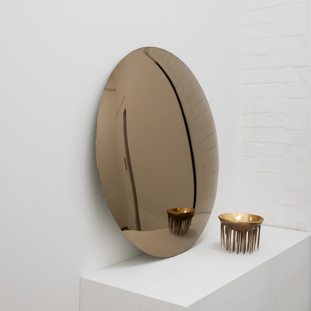 Orbis Round Convex Bronze Tinted Frameless Large Mirror – Alguacil ...