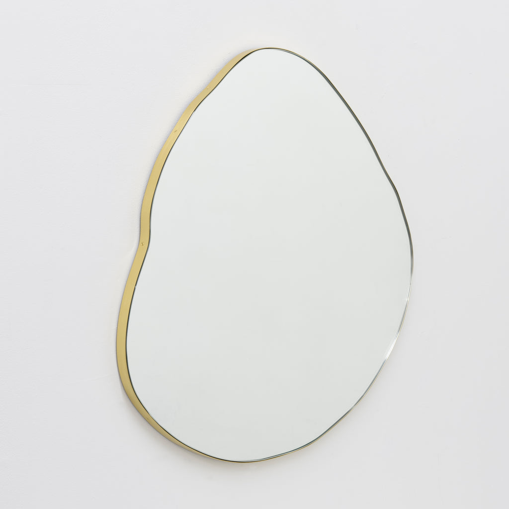 Ergon™ Organic Shaped Modern Mirror with a Brushed Brass Frame ...