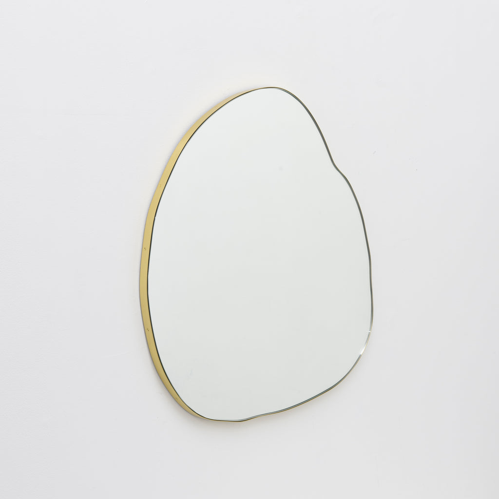 Ergon™ Organic Shaped Freeform Mirror with Modern Solid Brass Frame ...