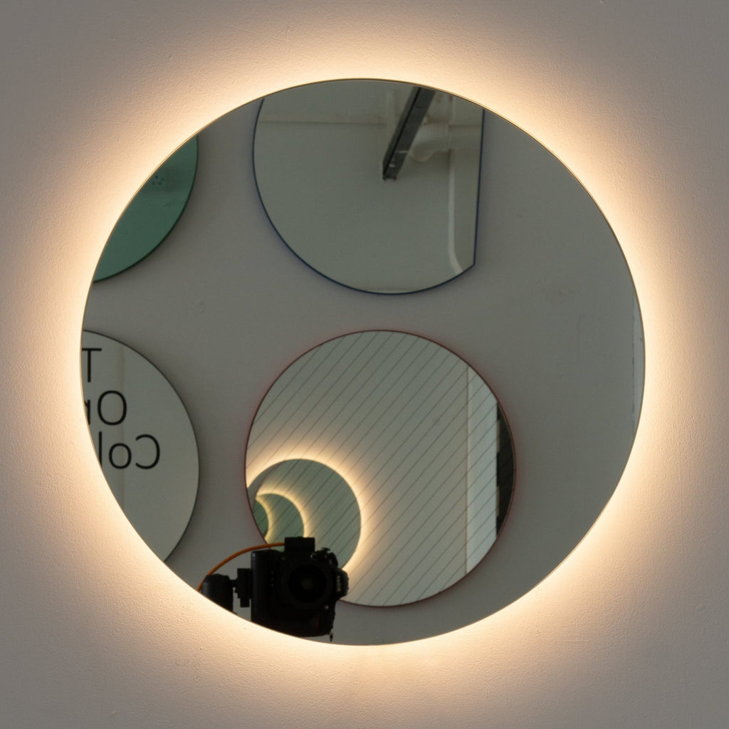Orbis Back Illuminated Round Frameless Minimalist Mirror, Customisable ...