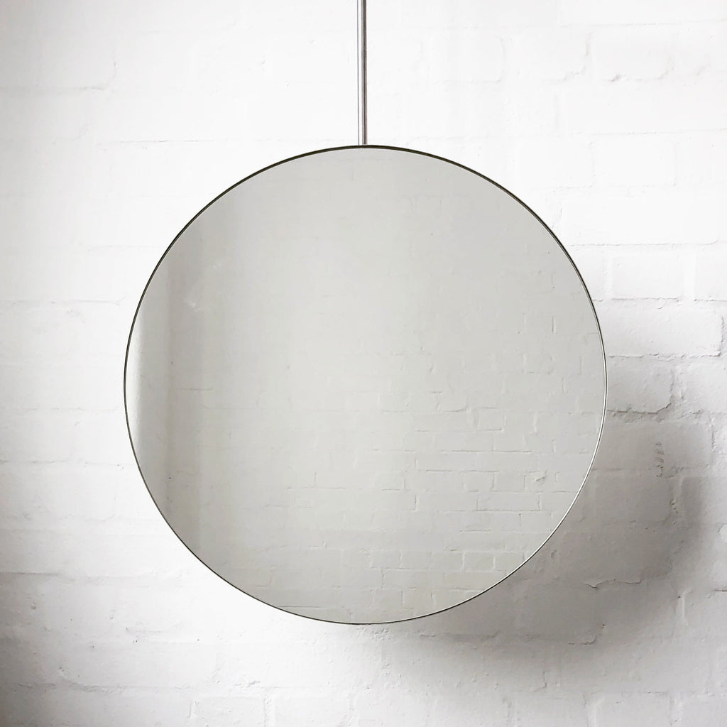 Ceiling Suspended Hanging Round Mirror with Stainless Steel Frame ...