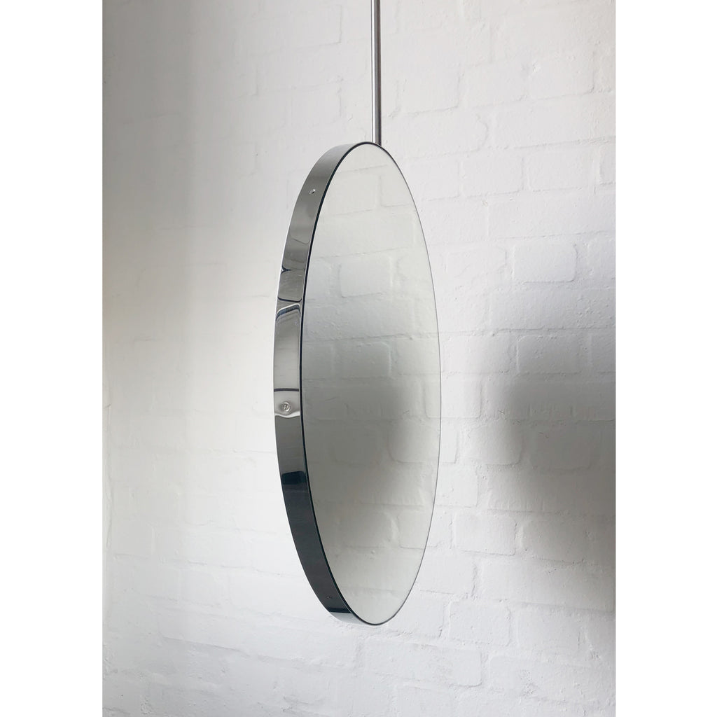 Ceiling Suspended Hanging Round Mirror with Stainless Steel Frame ...