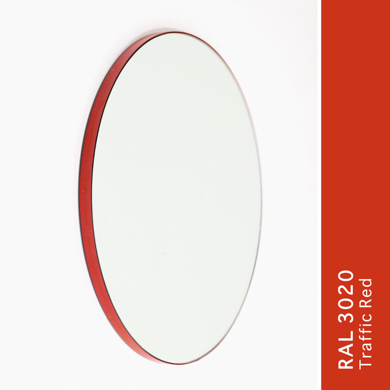 Orbis Round Modern Mirror with Red Frame, Customisable – Alguacil & Perkoff