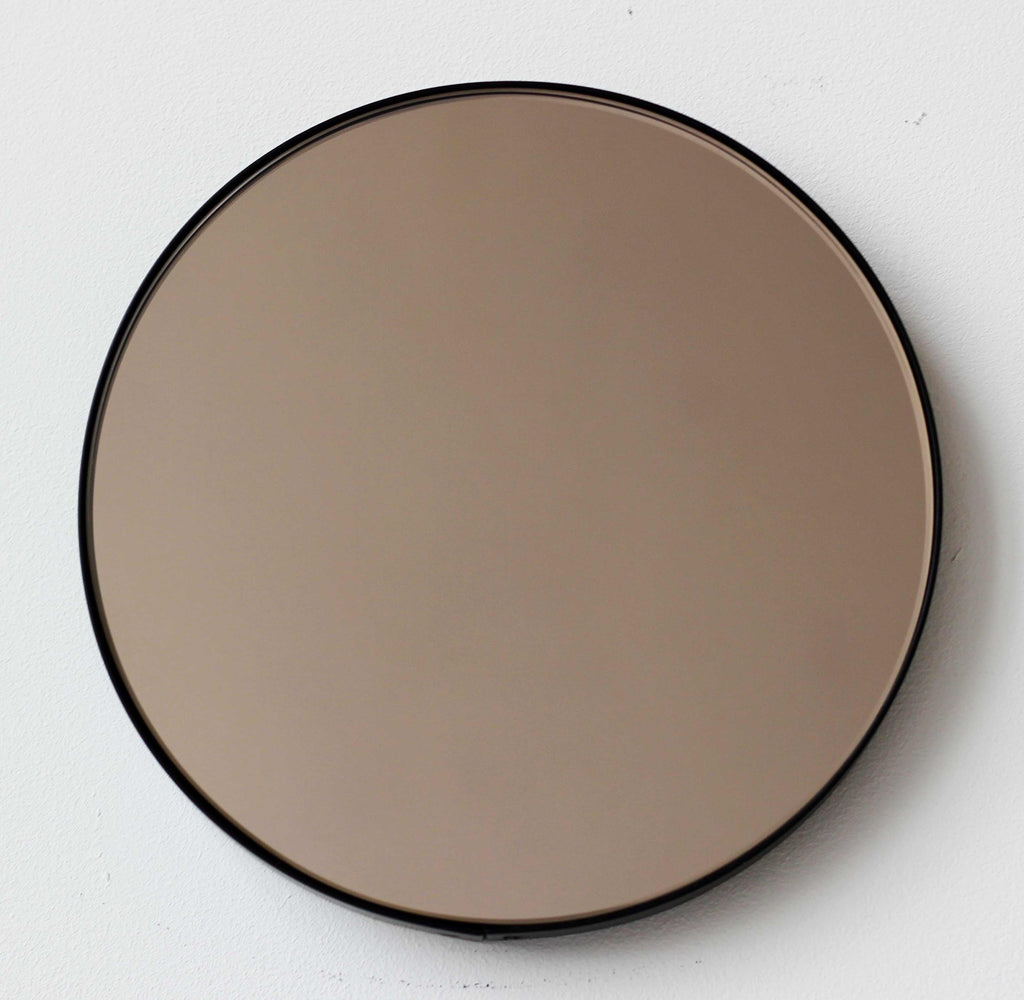 Orbis Bronze Tinted Round Contemporary Mirror with a Black Frame – DYOM ...