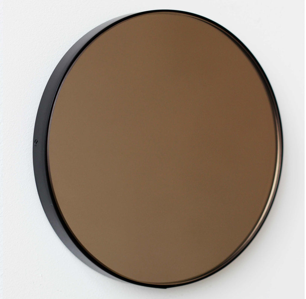 Orbis Bronze Tinted Round Contemporary Mirror with a Black Frame – DYOM ...