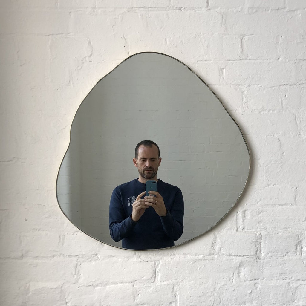 Ergon™ Organic Shaped Modern Mirror with a Brushed Brass Frame ...